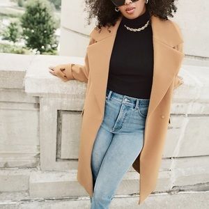 Express | Jackets & Coats | Belted Wrap Front Faux Wool Coat Express ...
